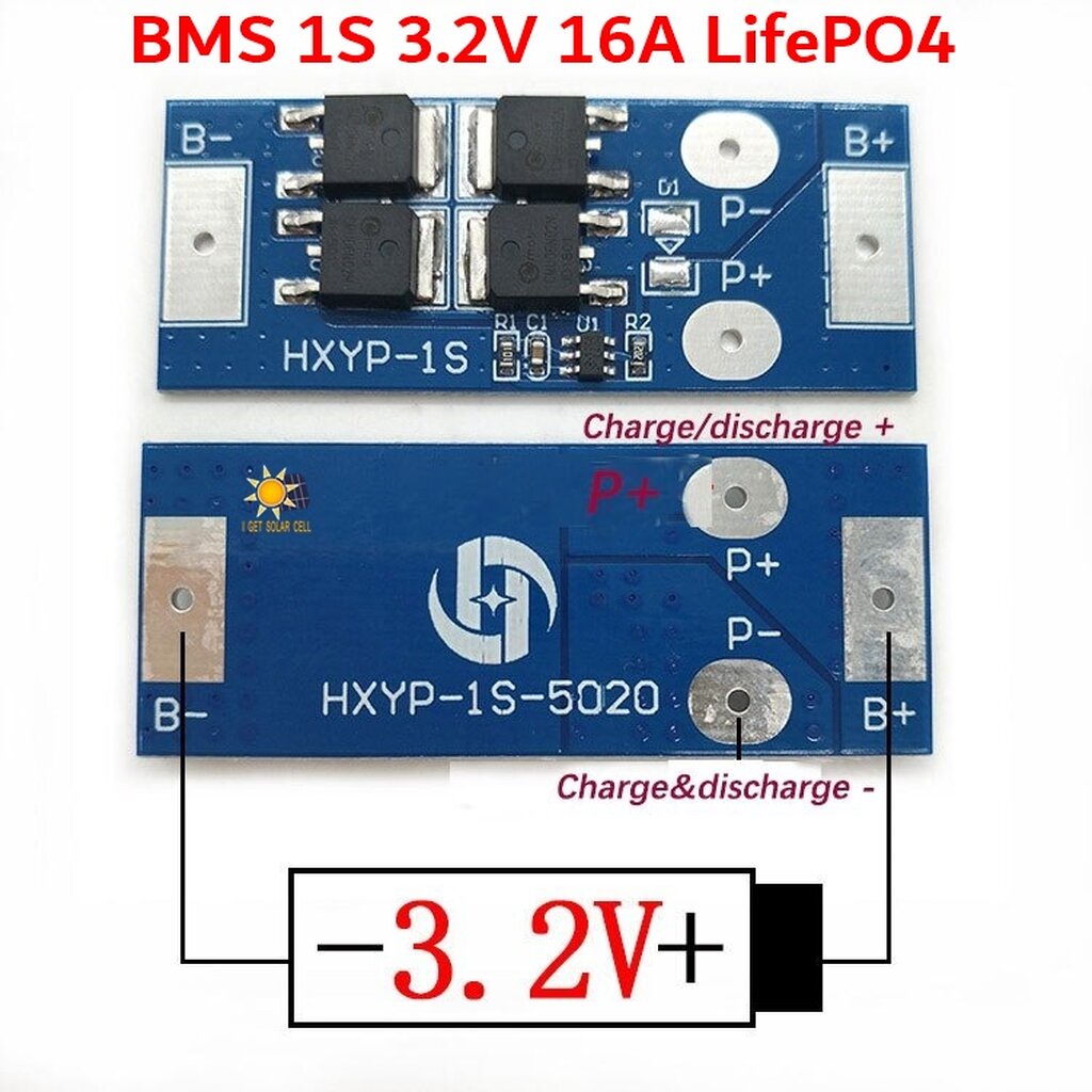 BMS 1S 3.2V 3.6V 16A Lifepo4 Battery Protection PCB Board for 32650 ...