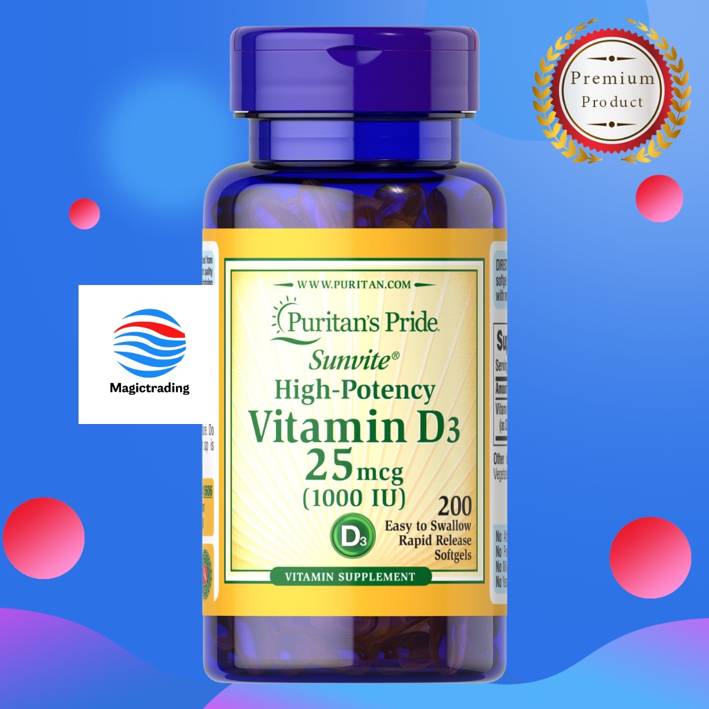 Puritan's Pride Vitamin D3 1000 IU / 200 Softgels | Shopee Thailand