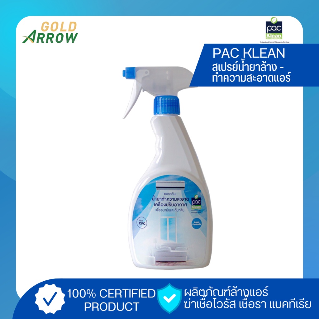 PAC KLEAN PAC KLEAN สเปรย์ทำความสะอาด น้ำยาล้างแอร์ นำยาทำความสะอาดเครื่องปรับอากาศ 1 ขวด (500ml ...