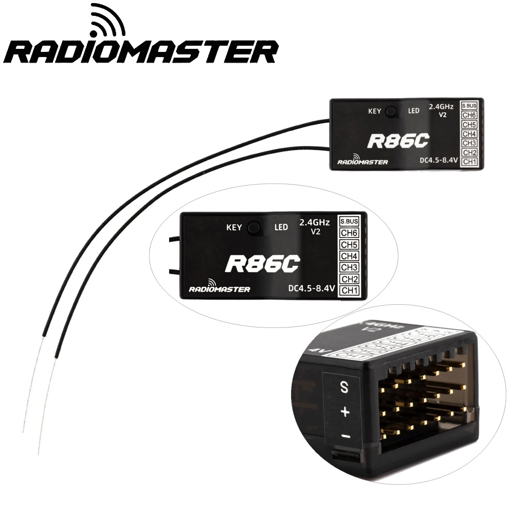 Radiomaster ตัวรับสัญญาณโดรน R81 R84 R86 R86C R88 V2 4.5-6V 2.4Ghz 4Ch ...
