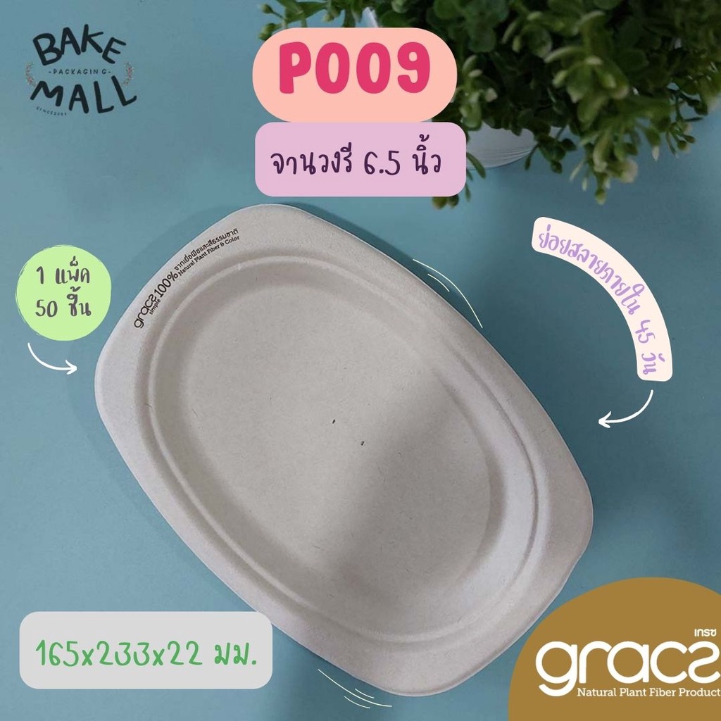 GRACZ จานใส่อาหาร จานชานอ้อย 6.5 นิ้ว รุ่น P009 (เกรซ Simple) (50ชิ้น ...