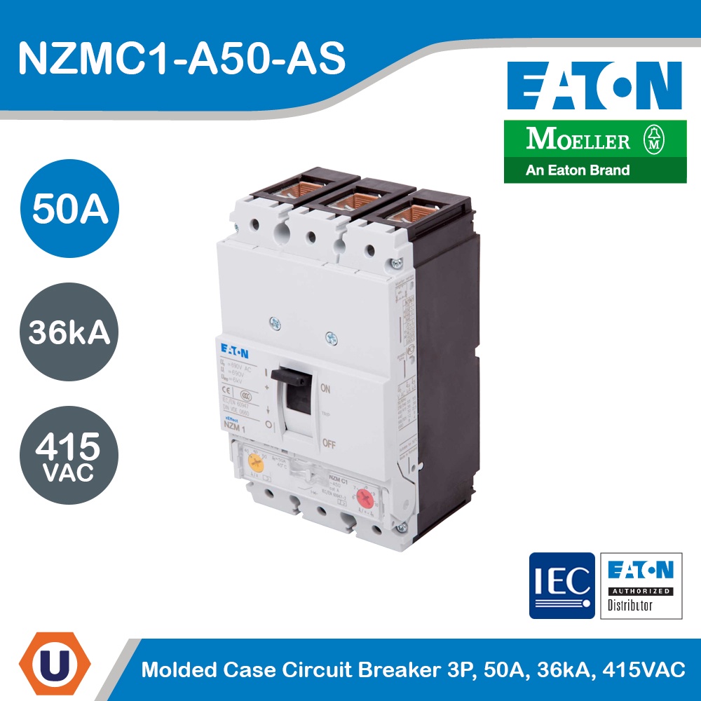 EATON Molded Case Circuit-Breaker (MCCB) 3P, 50A, 36kA ที่ 415VAC รหัส ...