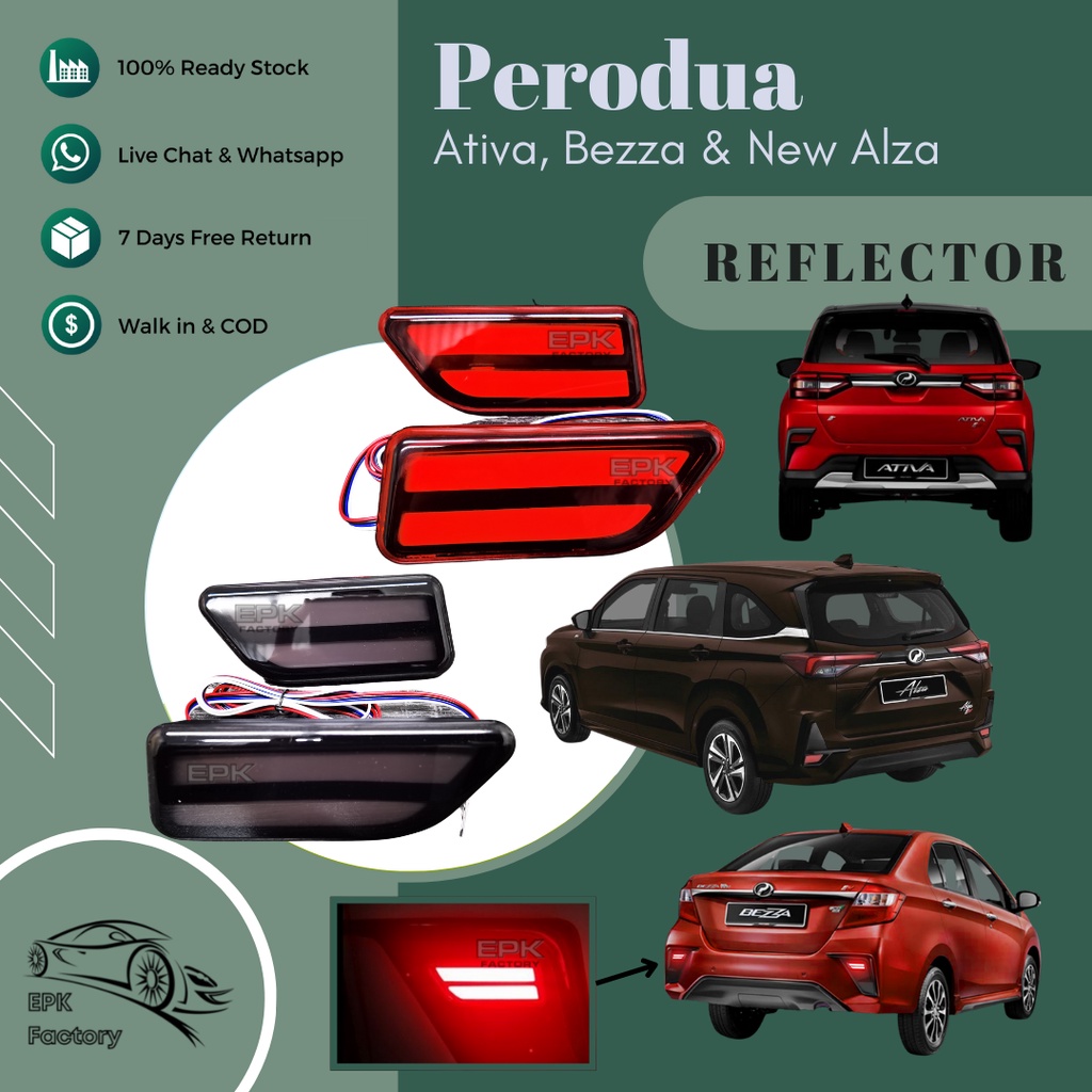 Perodua Ativa Bezza Alza กันชนหลังสะท้อนแสง 2020 2021 2022 พร้อมไฟ ...