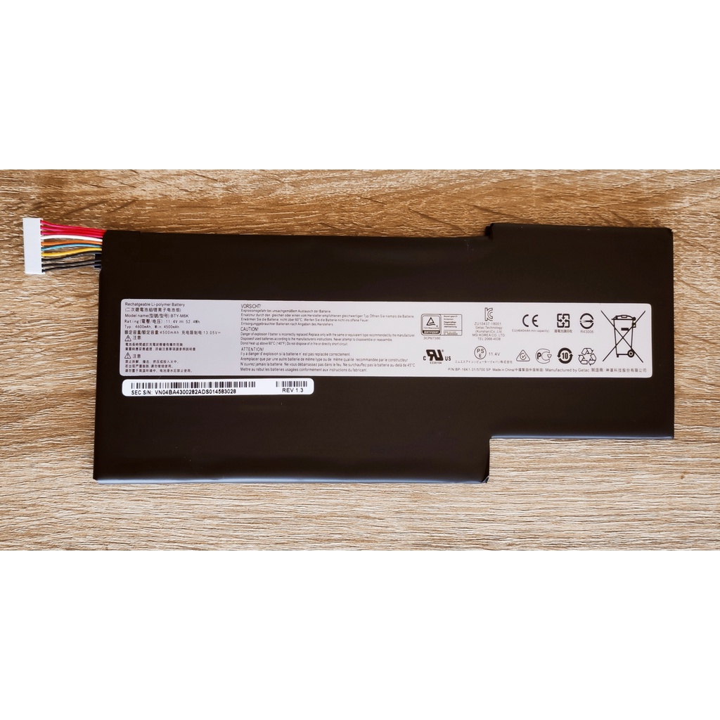 แบตเตอรี่แท้ MSI BTY-M6K สำหรับ MSI GF63 GF65 GF75 MS-16R1 MS-16R4 ...