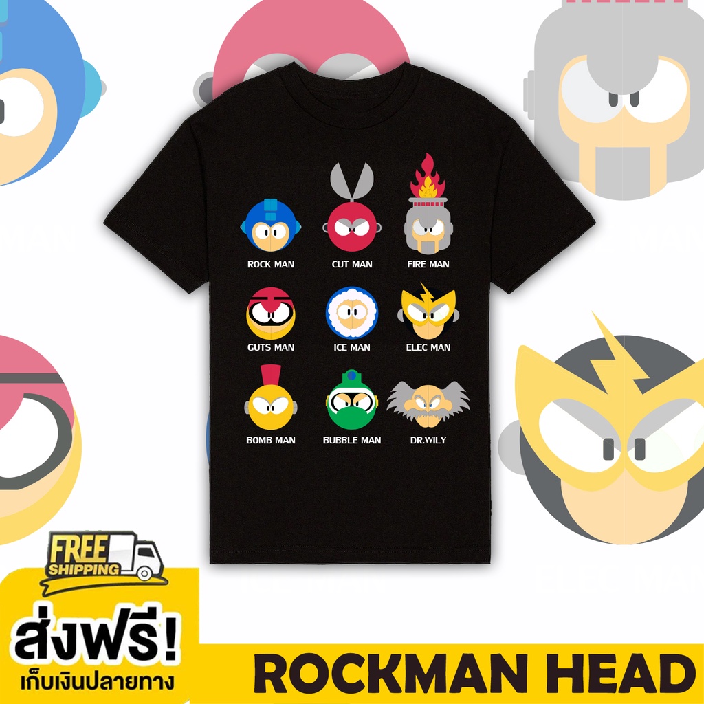 ROCKMAN HEAD TSHIRT BLACK | Shopee Thailand