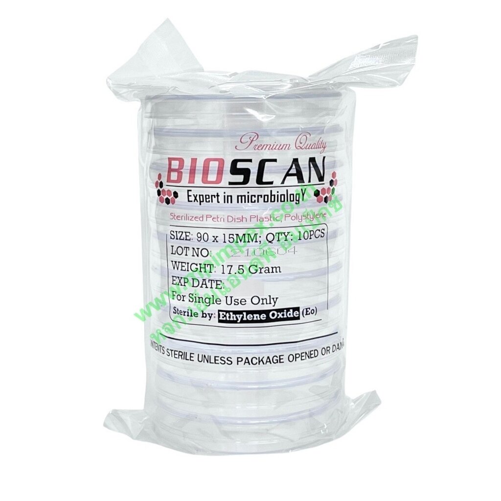BioScan™ จานเพาะเชื้อพลาสติก 'หนา 17.5 G' 90x15 มม. (กล่อง 500 คู่ ...