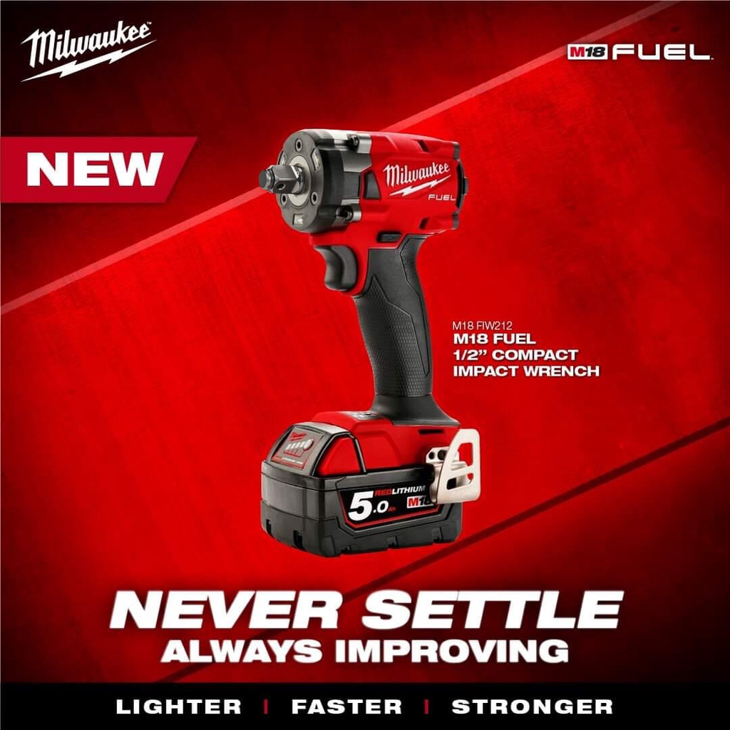Milwaukee M18 FIW212 บล็อกแบตเตอรี่ไร้สาย ขนาด 4 หุน แรงบิดสูงสุด 339NM ...