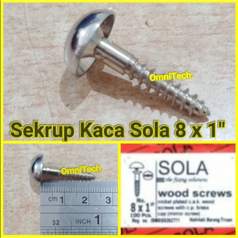 สกรูกระจก ร่ม สกรูสกรูกระจก 8x1 Sola 2.5 cm 8 x 1" ยาว 2.5cm | Shopee ...