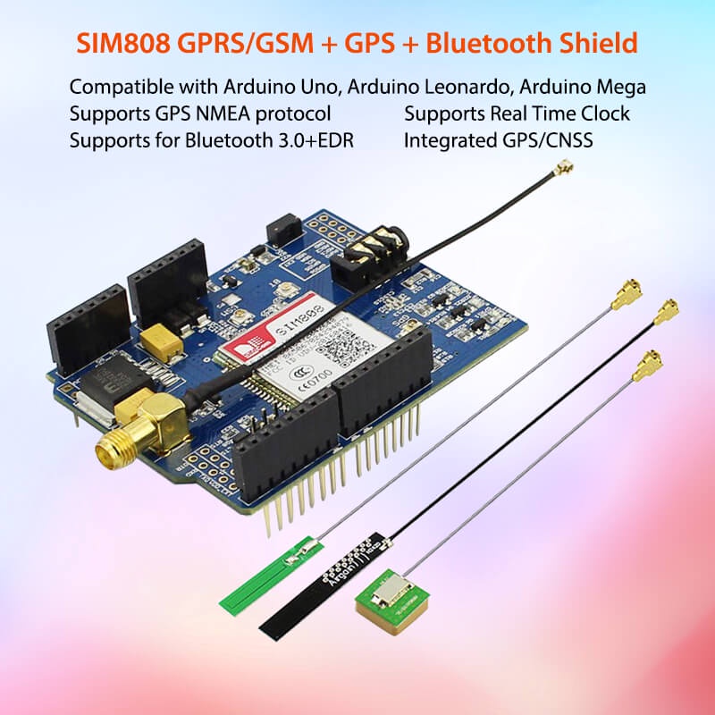 Elecrow SIM808 Bluetooth GSM GPS Shield for Arduino SIMCOM Quad-Band Sim808 GSM/GPS/BT Module 3 ...