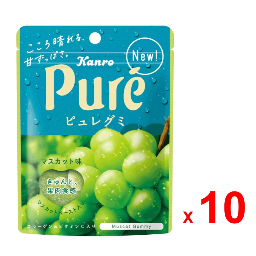KANRO PURE ลูกอมเยลลี่ คันโระ เพียว กัมมี่ รสองุ่นมัสคัสเขียว สูตรน้ำองุ่น เนื้อองุ่นบด คอลลาเจน ...