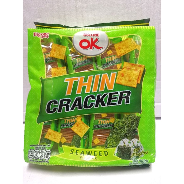 OK THIN CRACKER ขนมปังกรอบแบบแผ่นสี่เหลี่ยม รสชีส รสสาหร่าย และรสงาดำ ...