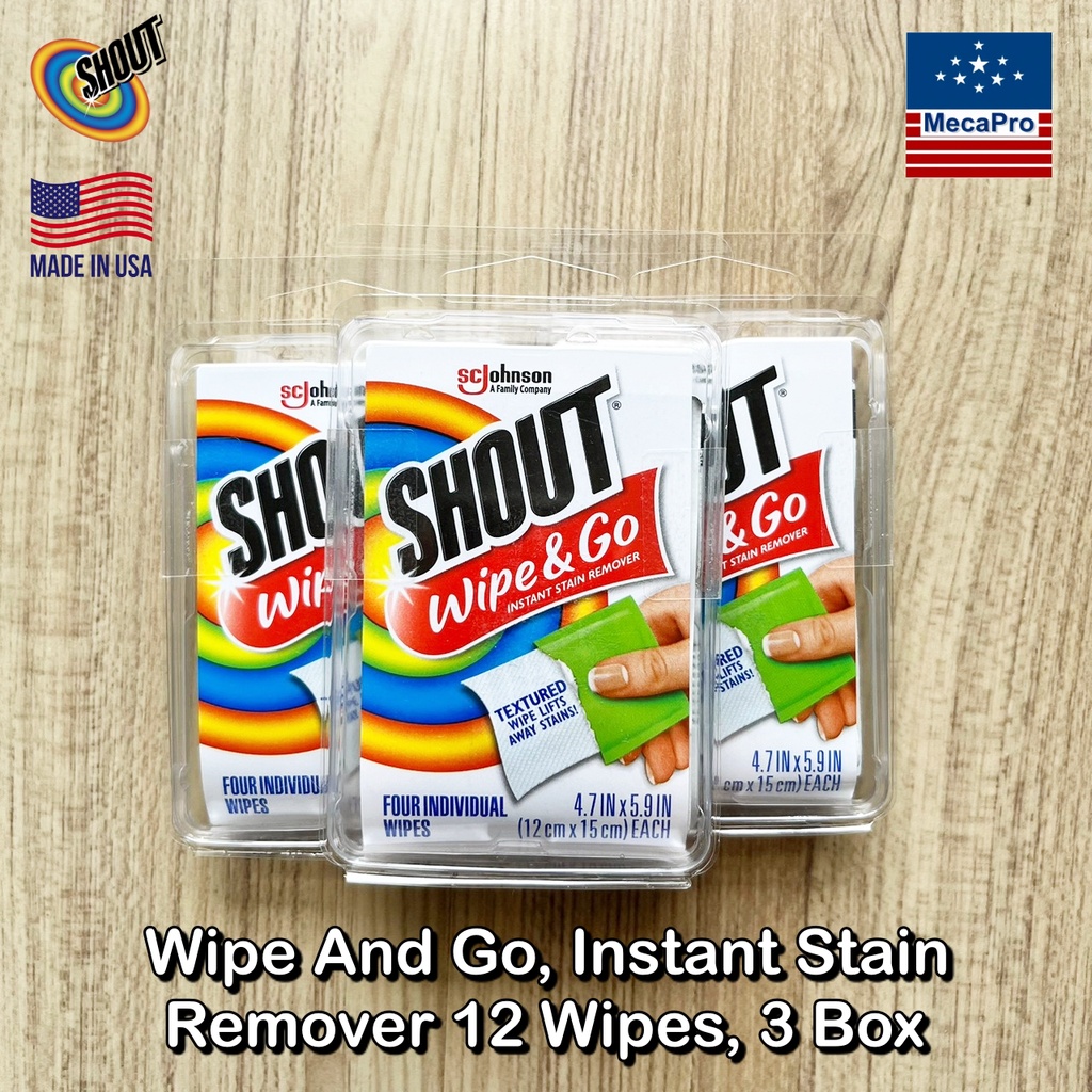 Shout® Wipe And Go, Instant Stain Remover 12 Or 20 Wipes แผ่นเช็ดทำความ ...