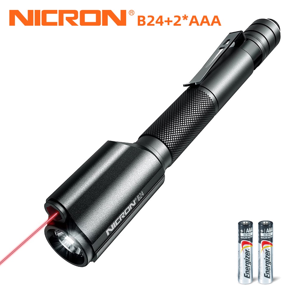 Nicron ไฟฉายเลเซอร์ LED B24 ขนาดเล็ก กันน้ํา IP65 2x AAA 120LM B24 ...
