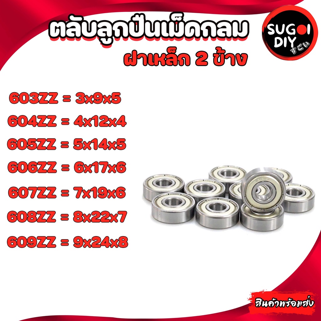 603Z 604Z 605Z 606Z 607Z 608Z 609Z ตลับลูกปืนเม็ดกลม ฝาเหล็ก 2 ข้าง ...