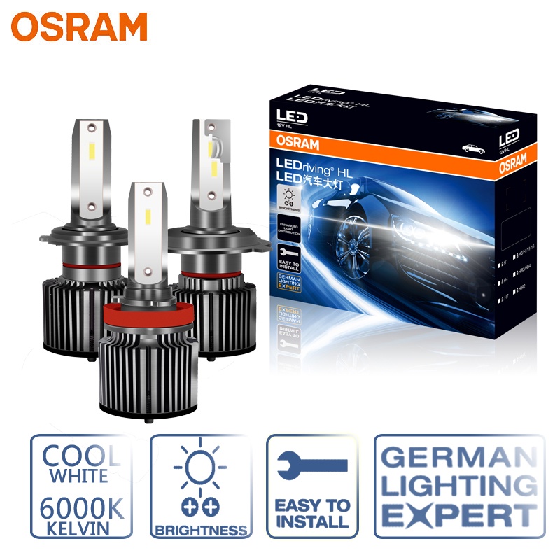 OSRAM 6000K LED ไฟหน้า LEDriving HL H7 H4 H1 H8 H11 H16 HB3 HB4 HIR2 9012 12V 25W/ต่ำ Beam Fog ...
