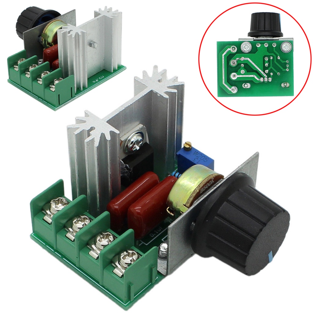 ใหม่ 50-220V 2000W AC มอเตอร์หรี่ไฟ SCR Controller สวิตช์ลูกบิด ...
