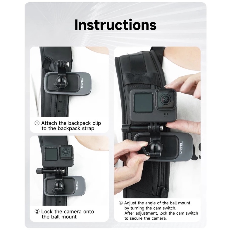 TELESIN Backpack Clip Magnetic009 คลิปหนีบกระเป๋า(แบบธรรมดา/แม่เหล็ก ...