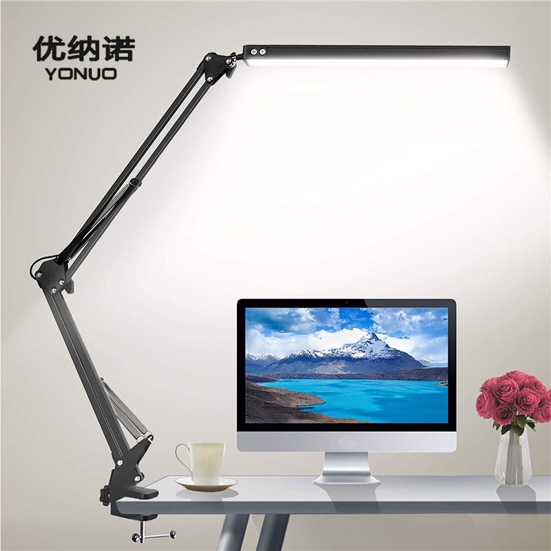 Yonuo โคมไฟตั้งโต๊ะป้องกันดวงตา LED หอพักนักเรียนข้างเตียงอ่านโคมไฟตั้งโต๊ะแบบพับได้แขนยาว USB ...