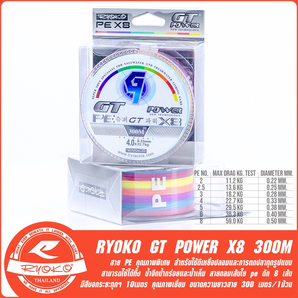 สาย PE RYOKO GT Power X8 150M/300M | Shopee Thailand