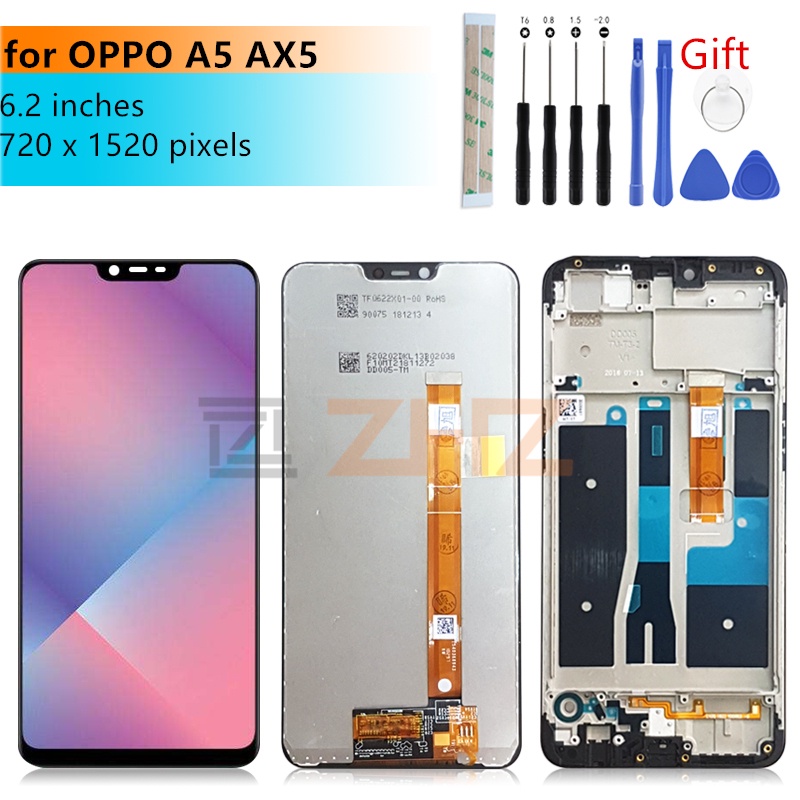 อะไหล่หน้าจอสัมผัสดิจิทัล lcd พร้อมกรอบ แบบเปลี่ยน สําหรับ OPPO a5 AX5 ...