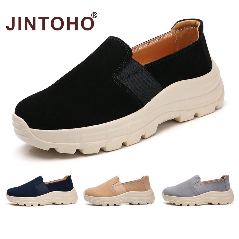 【JINTOHO】รองเท้าผ้าใบแพลตฟอร์มลําลอง หนังนิ่ม ระบายอากาศ สวมใส่สบาย ...