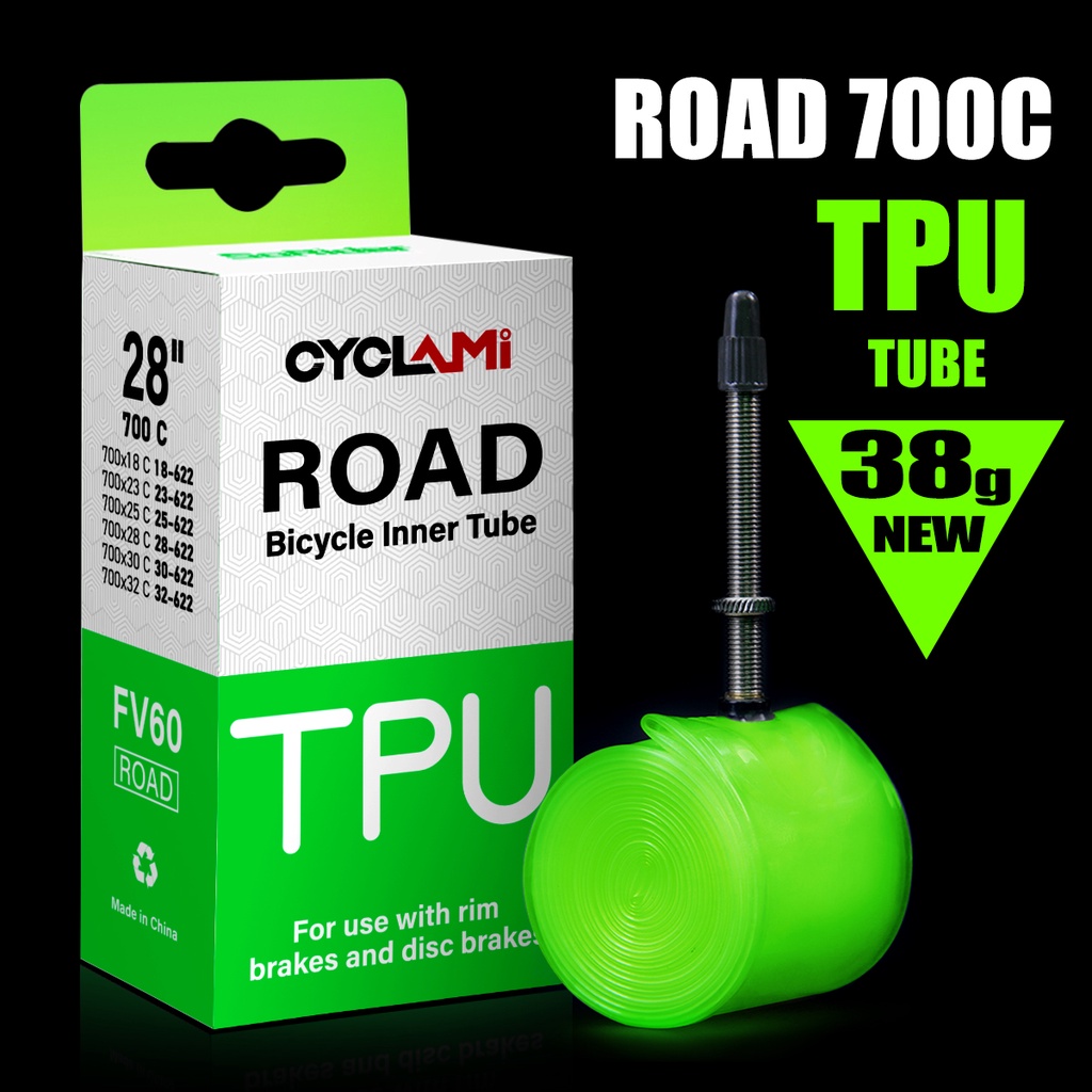 Cyclami ยางในรถจักรยาน TPU เบาพิเศษ 38 กรัม 700x18 25 28 32 ความยาว 60 ...