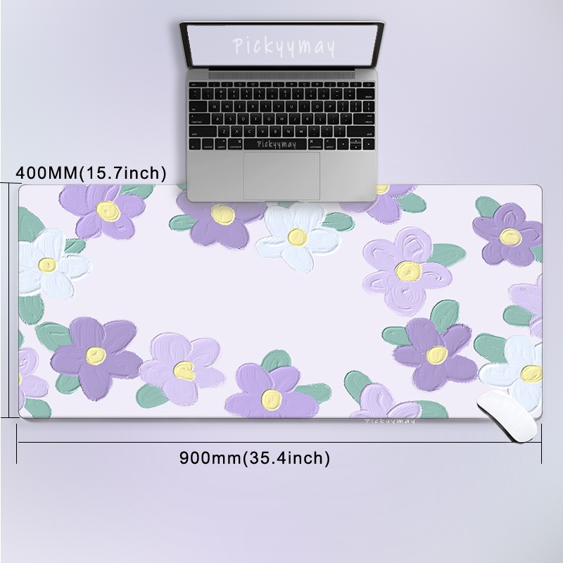 Kawaii แผ่นรองเมาส์ ลายการ์ตูนอนิเมะ ดอกไม้น่ารัก 900x400 สําหรับโต๊ะ ...