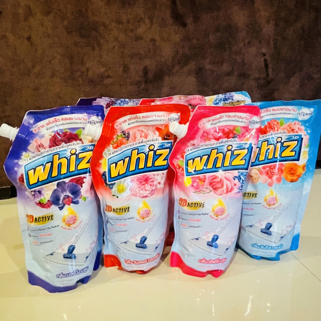 (แพคคู่!! 2 ถุง) Whiz น้ำยาถูพื้นสูตรเข้มข้น (3D Active/ Shield Tech) ทำความสะอาดพื้นวิซ 650 มล. ...
