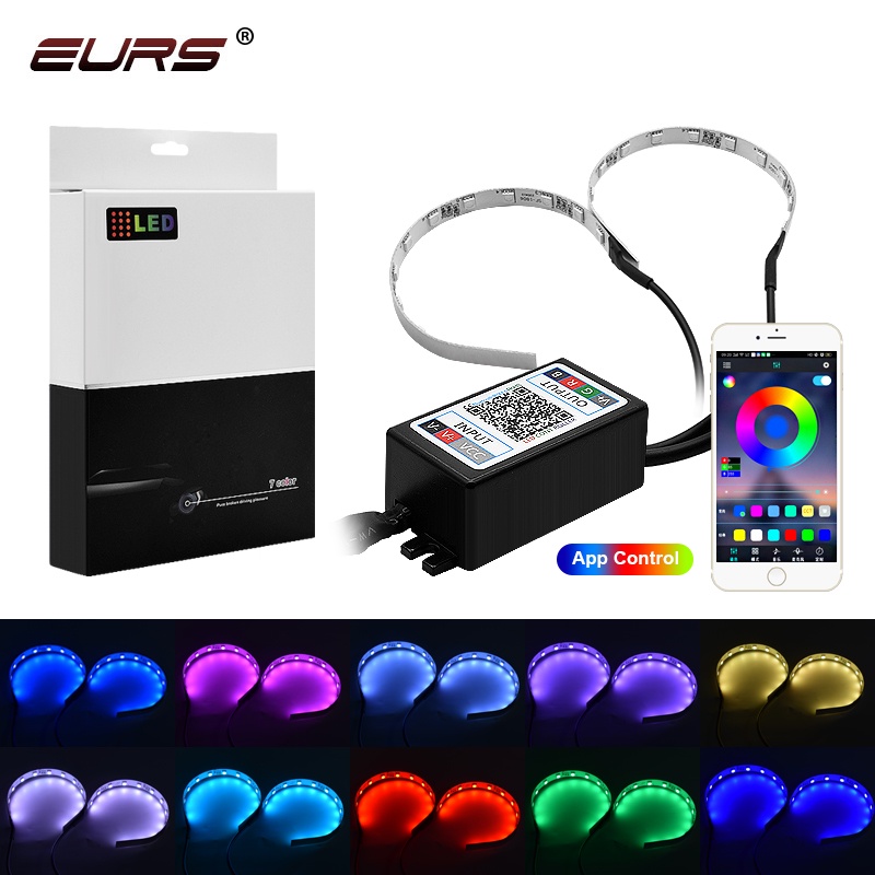 EURS Car APP Bluetooth Devil Demon Eyes RGB LED Strip Angel Eyes Light ...