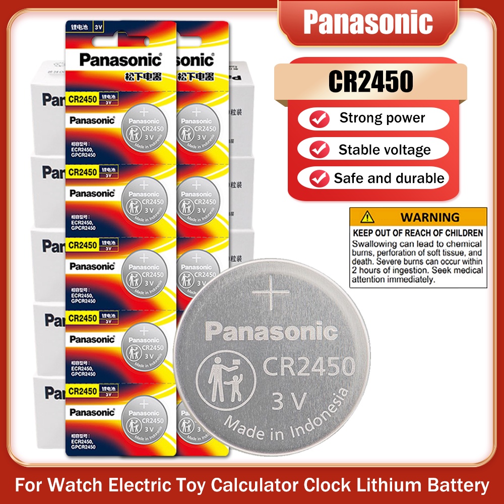 Panasonic CR2450 3V Li-ion Battery For Watch Clocks Toys Camera Scales ...