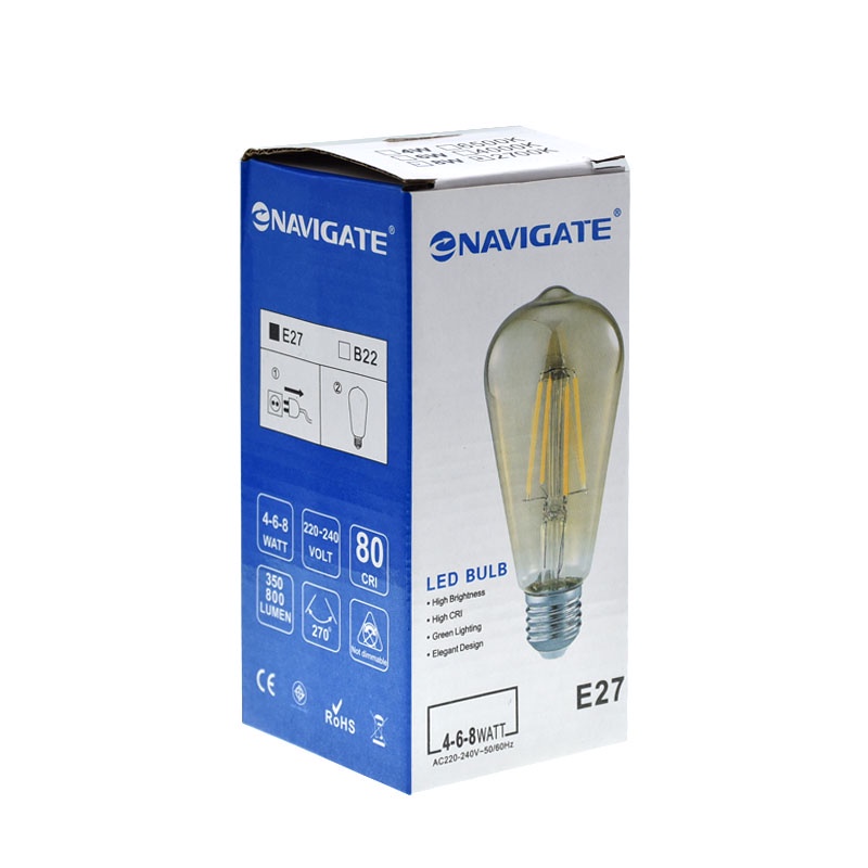 หลอดไฟ LED Bulb Navigate รุ่น ST-64 4W/8W ความสว่างสูง ไฟโรแมนติก Warm ...