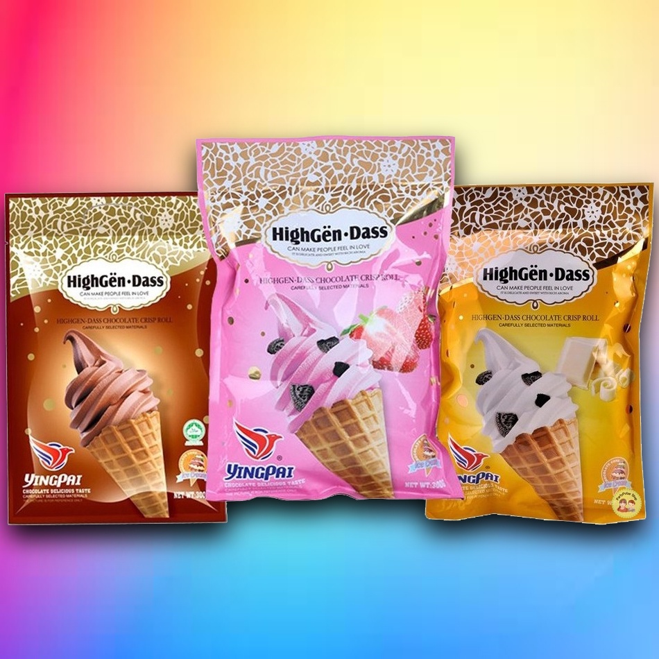 เวเฟอร์โคนสอดไส้ชอคโกแลตและสตอเบอรรี่ Highgen Dass Strawberry ...
