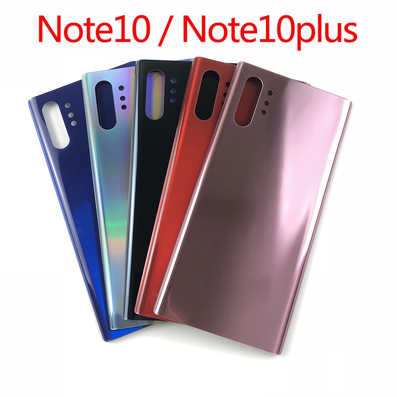 สําหรับ Samsung Galaxy NOTE 10 N970 NOTE 10 Plus N975 N975F กระจกกรณีแบตเตอรี่ฝาหลัง + กาวสติกเก ...