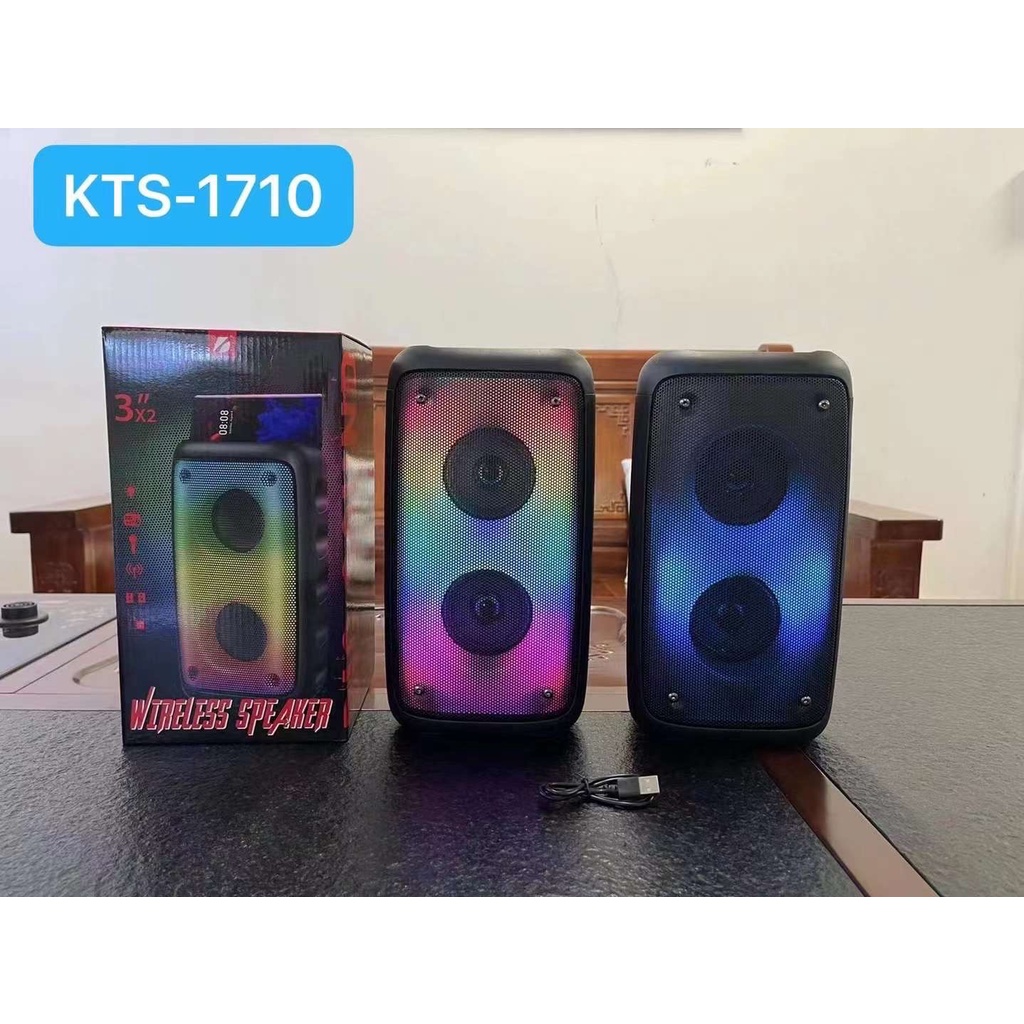 ลำโพงบลูทูธ บลูทูธไร้สาย รุ่นKTS-1710 ขนาดดอก3นิ้ว 2ดอก เสียงดีเบสหนักไฟสวย พกพางายฟรีสายชาร์จ ...