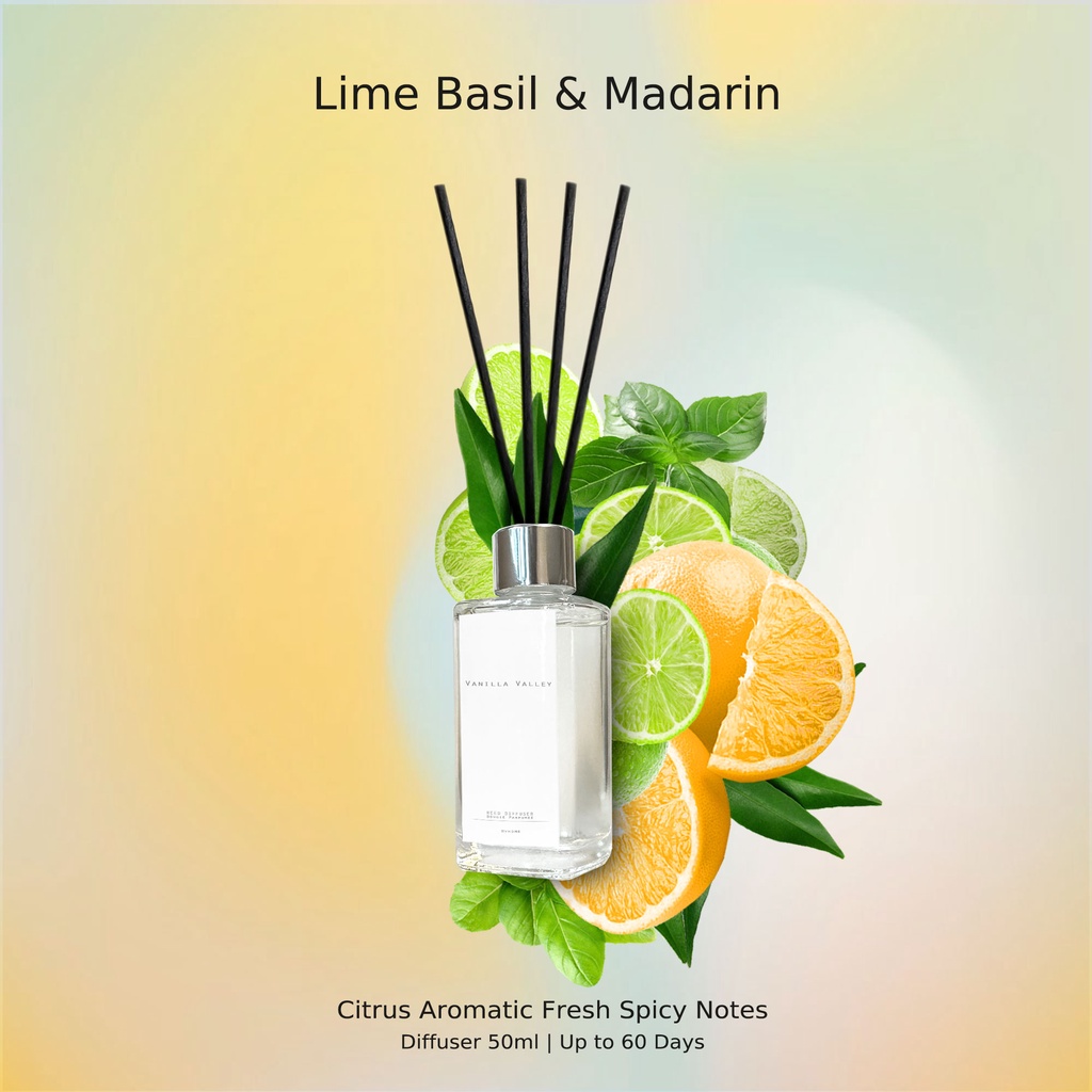 ก้านหอม ปรับอากาศ Diffuser กลิ่น Lime Basil & Mandarin 50ml ฟรี!! ก้านไม้กระจายกลิ่น (ไม่มีกล่อง ...
