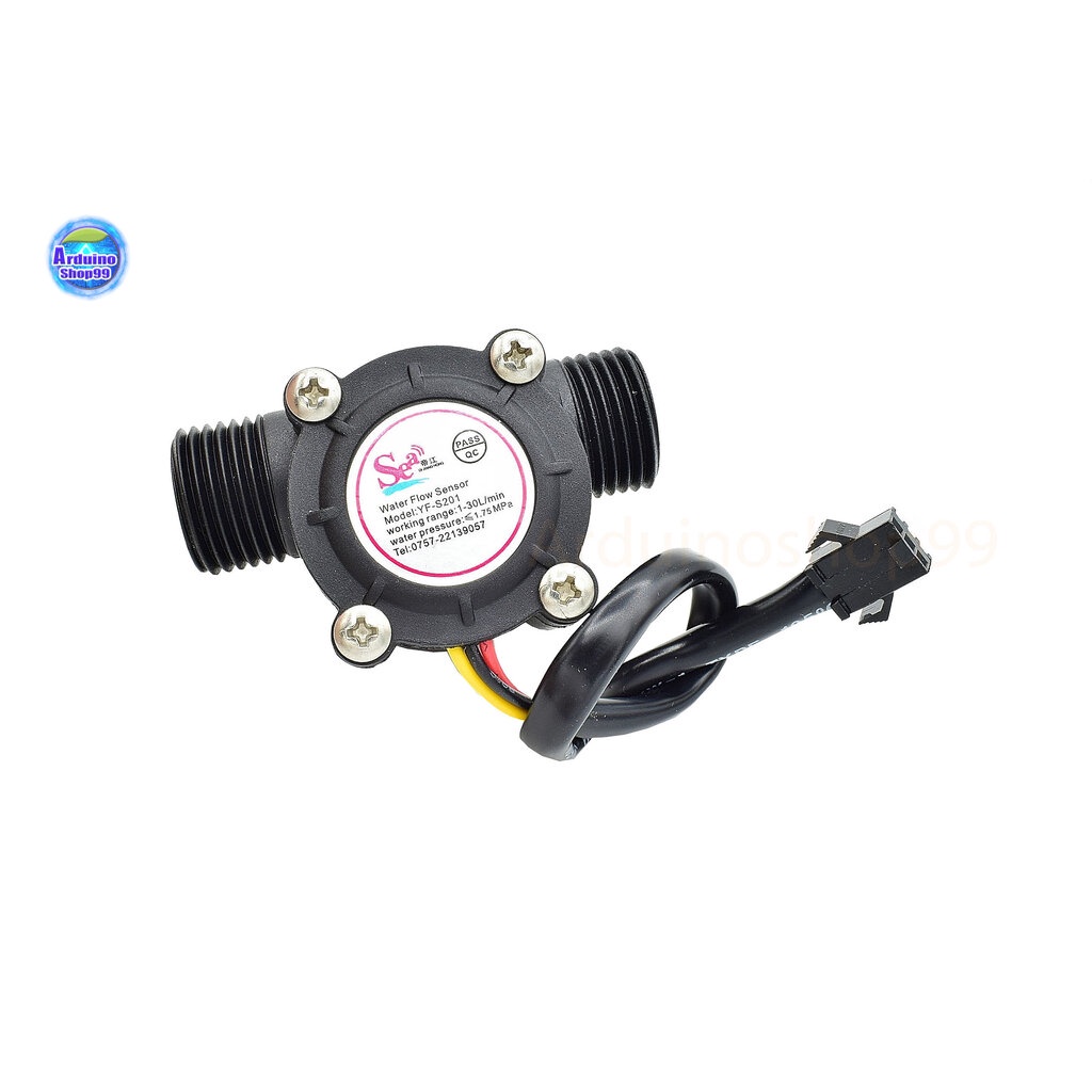 YF-S201 Hall Effect Water Flow Meter Sensor วัดอัตราการไหลของน้ำ ขนาด ...