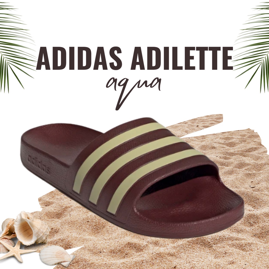 รองเท้าแตะอดิดาส adidas ADILETTE AQUA สีแดงเบอกันดี | Shopee Thailand