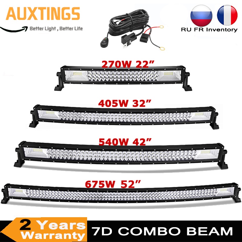 22 32 42 52 Inch 270W 405W 7d Off Road Led Light Bar Curved LED Driving ...