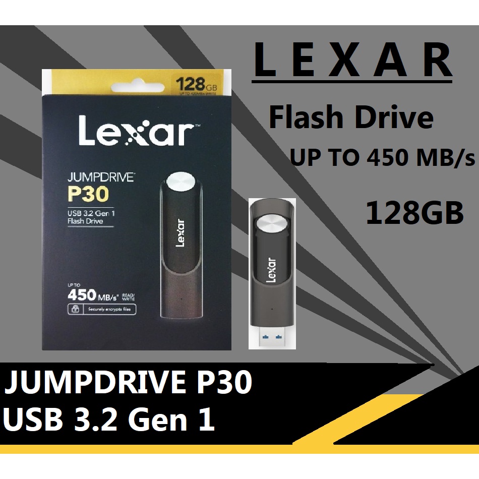 Lexar JumpDrive 128GB P30 USB 3.2 Gen 1 ความเร็วถึง 450MB/s r/w ...