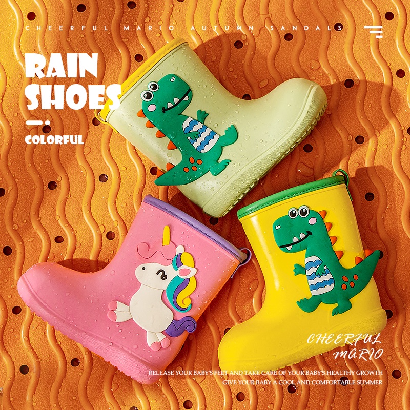 Cheerful Mario เด็กรองเท้ากันน้ำเด็กทารกเด็กผู้หญิง EVA กันลื่นกลางแจ้ง ...