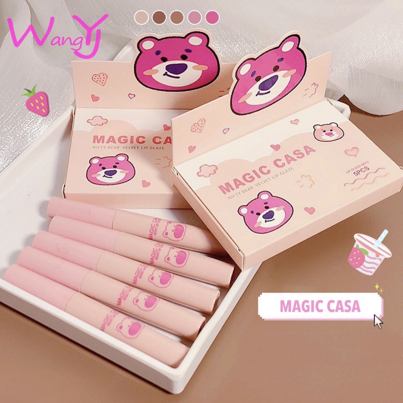 Magic CASA ชุดลิปสติก ลิปกลอส เนื้อแมตต์กํามะหยี่ ไม่ติดถ้วย ไม่จางง่าย 5 ชิ้น | Shopee Thailand