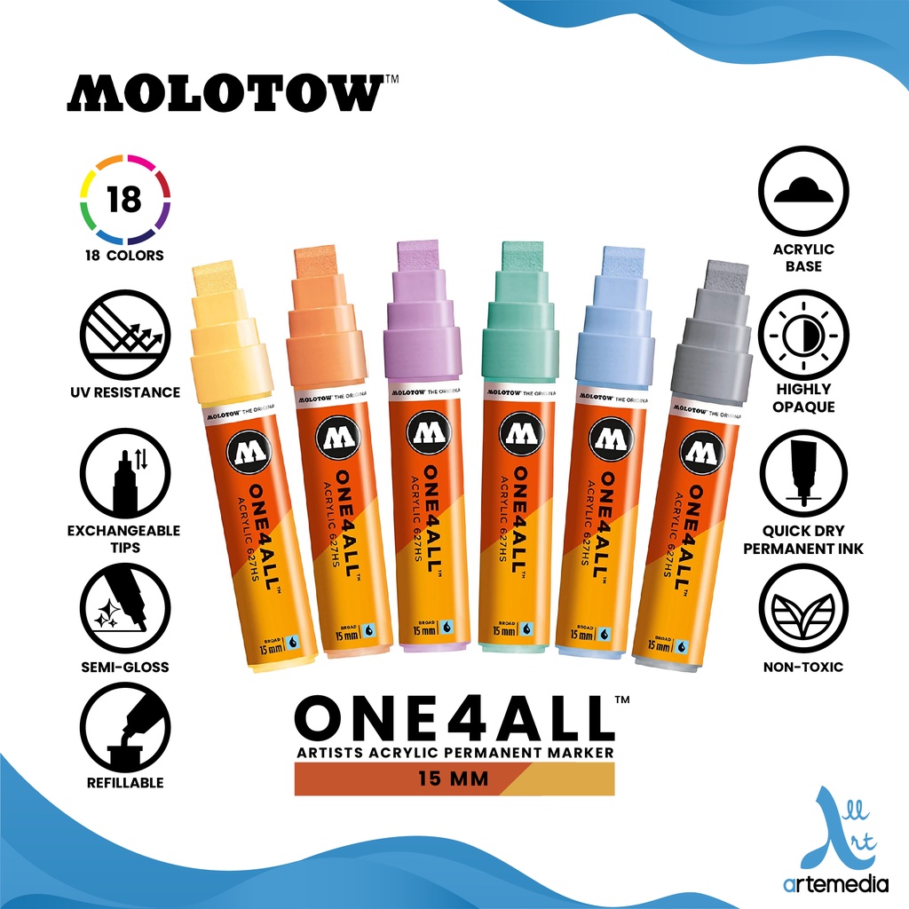 Molotow One4All 15 มม. ปากกามาร์กเกอร์สีอะคริลิค | Shopee Thailand