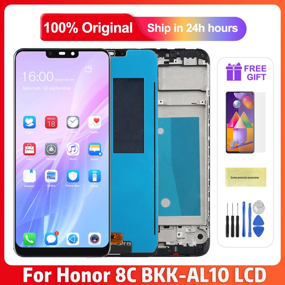 ของแท้ 100% ทดสอบแล้ว 6.26'' หน้าจอสัมผัส LCD สําหรับ Huawei Honor 8C Honor 8C BKK-AL10 BKK-L21 ...