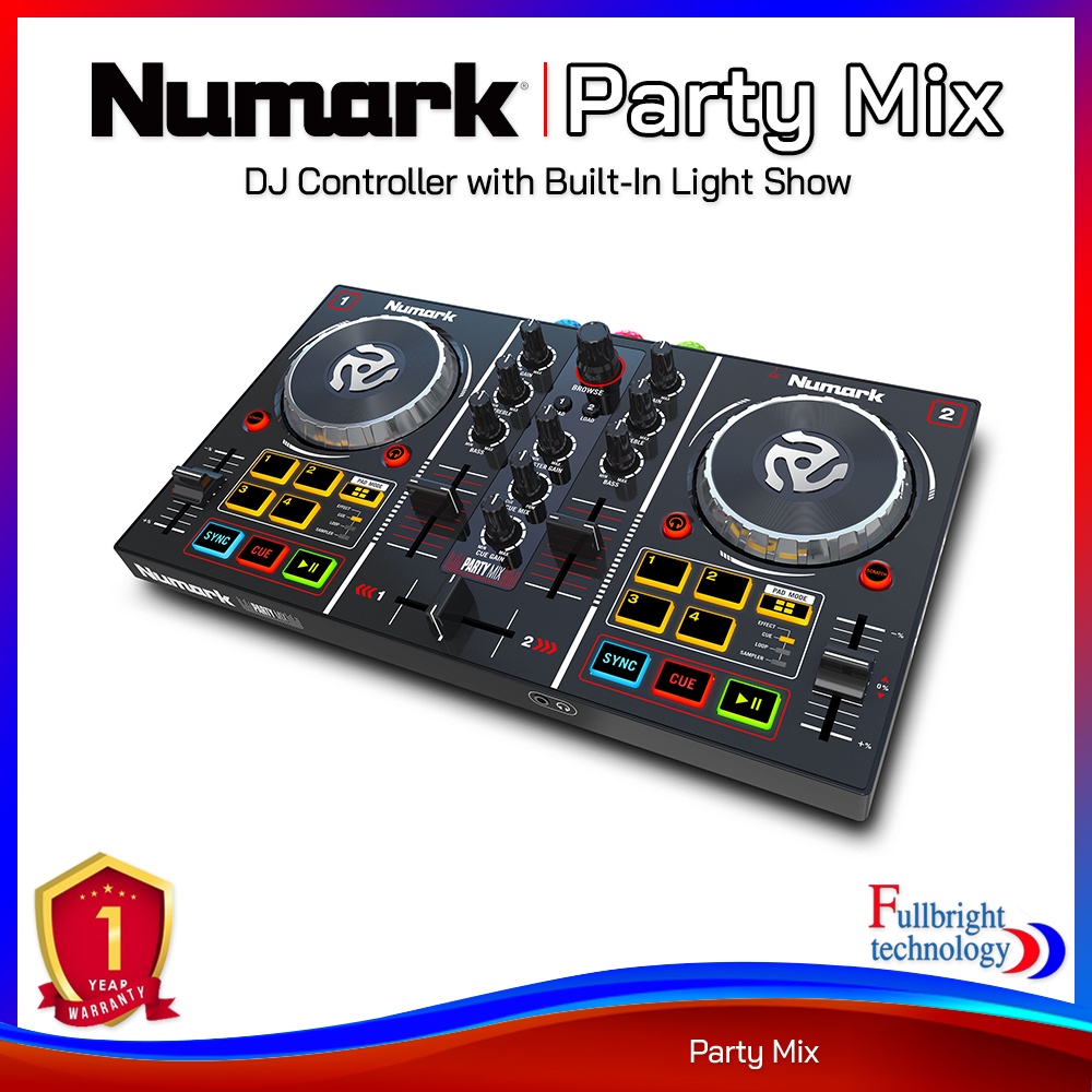Numark Party Mix DJ Controller with Built In Light Show เครื่องเล่นดีเจคอนโทรลเลอร์ประกันศูนย์ 1 ...