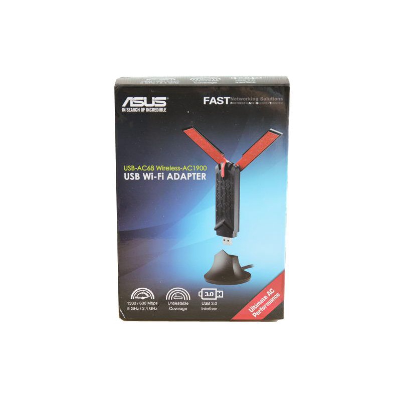Asus USB-AC68 Dual-Band Wireless AC1900 USB Wi-Fi Adapter ( 2.4 GHz / 5 ...