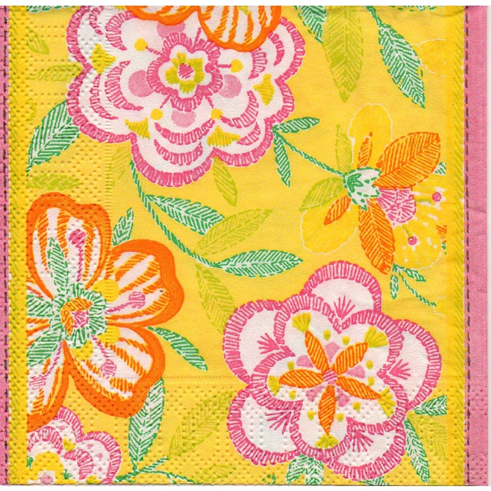 Pladao Napkin ภาพวินเทจ Belle ลายปักดอกไม้ กระดาษ แนพกิ้น สำหรับงานศิลปะ เดคูพาจ decoupage ขนาด ...