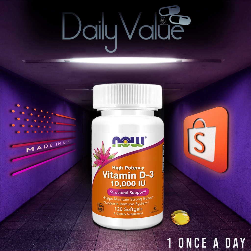 วิตามินดี 3 / High Potency Vitamin D-3 10,000IU 120 / 240 Softgels by NOW FOODS | Shopee Thailand