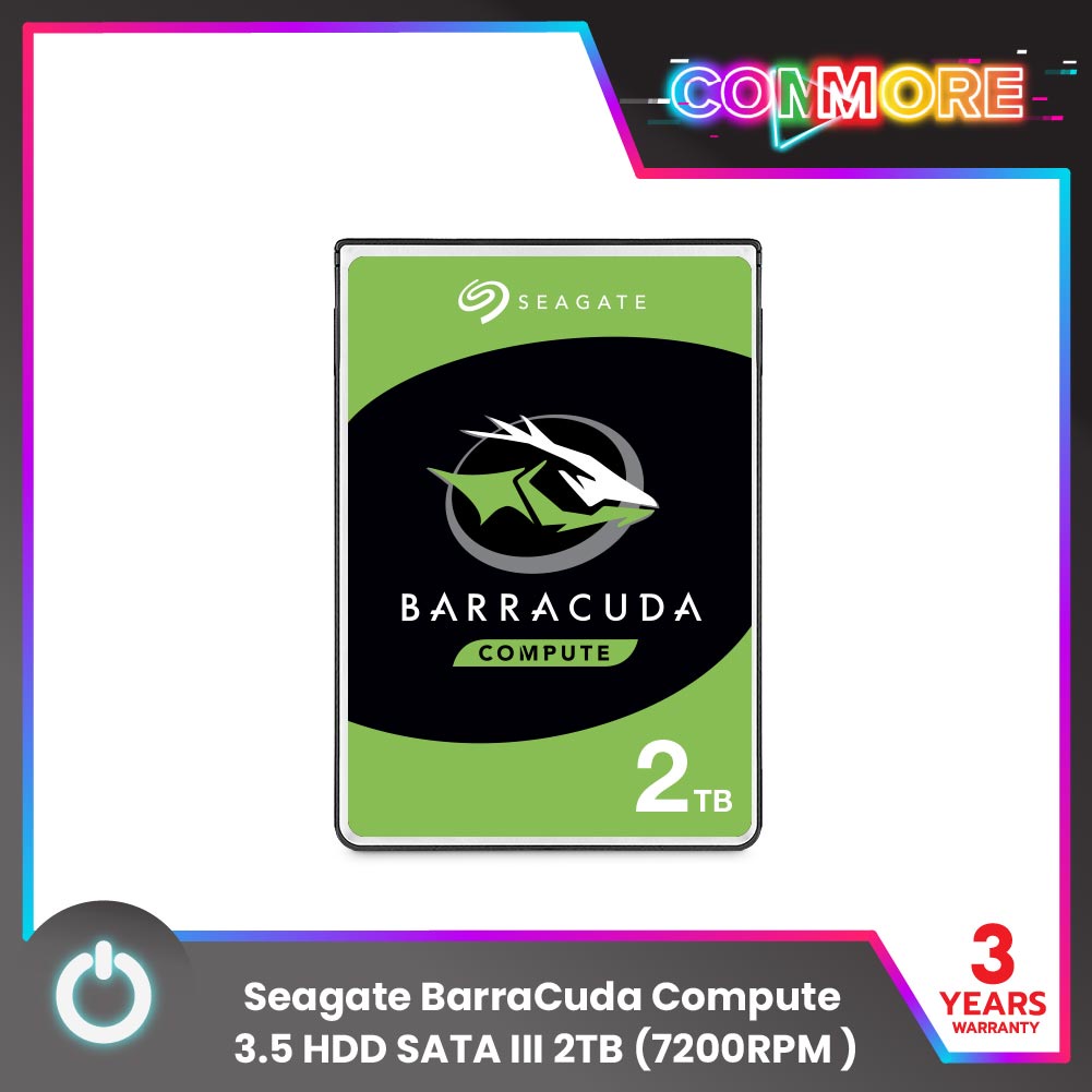 Seagate BarraCuda Compute 3.5 HDD SATA III (ฮาร์ดดิสก์สำหรับพีซี) ความจุ 2TB, 7200RPM, 256MB ...