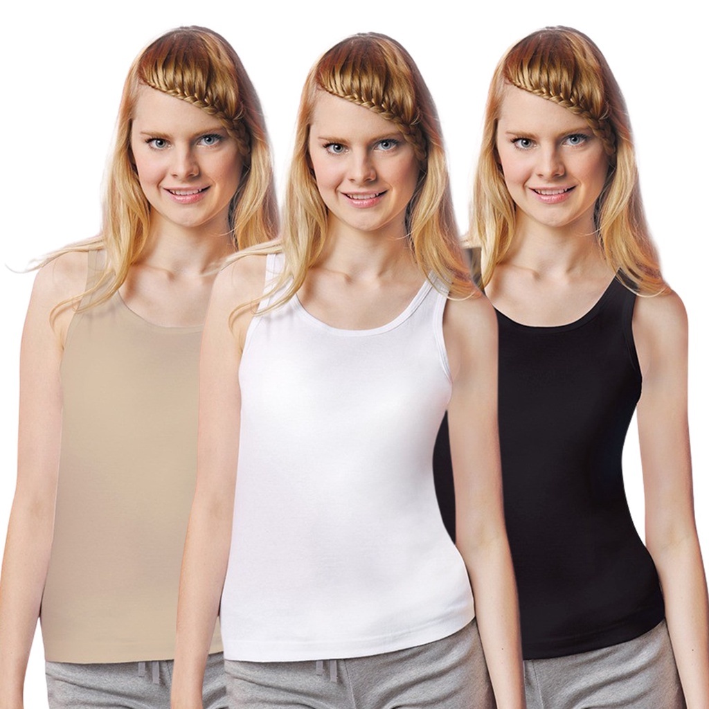 Cherilon เชอรีล่อน เสื้อกล้าม ซับใน ผู้หญิง ผ้าฝ้าย 100% นุ่ม บางสบาย ไม่มีบรา สีพื้น 3 สี OTIB ...