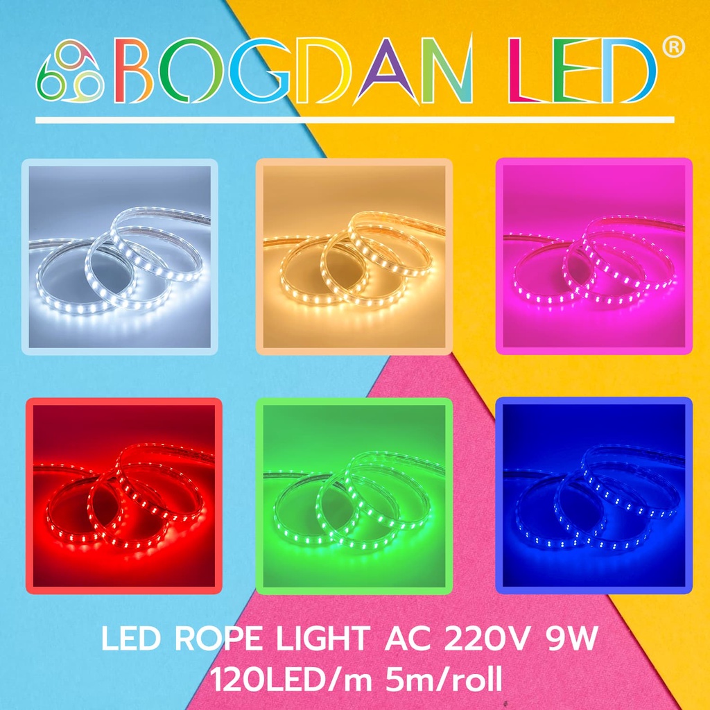 LED ROPE LIGHT BL-V-SSR-AA2835-120-9W-220V แอลอีดีไฟเส้น สำหรับตกแต่ง ...
